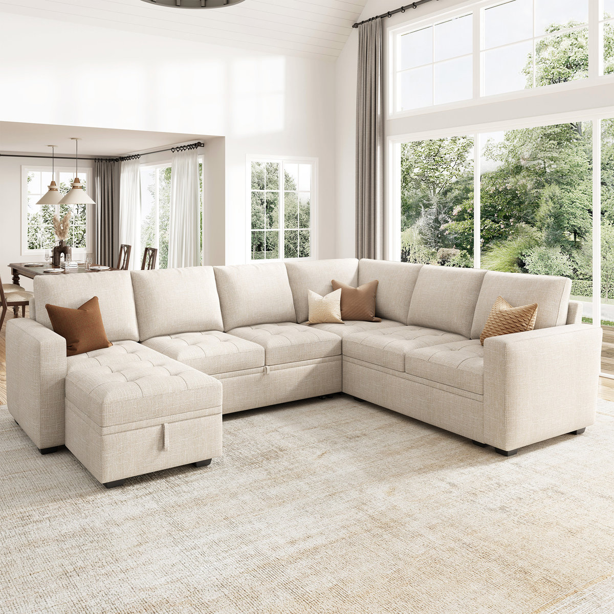 Latitude Run® U Shaped Sleeper Sectional Modular Sofa Bed With Storage Chaise & Reviews ...